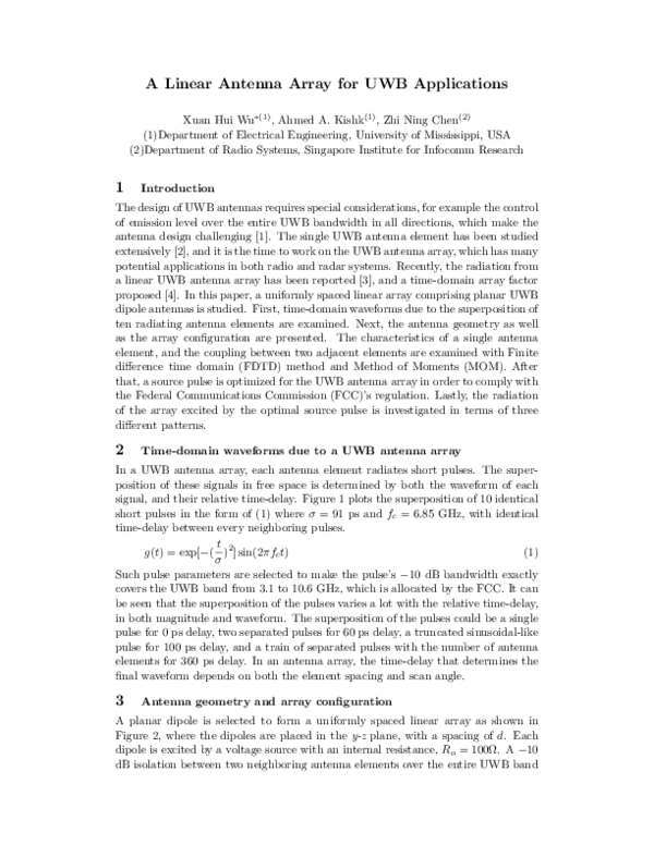 (PDF) A linear antenna array for UWB applications