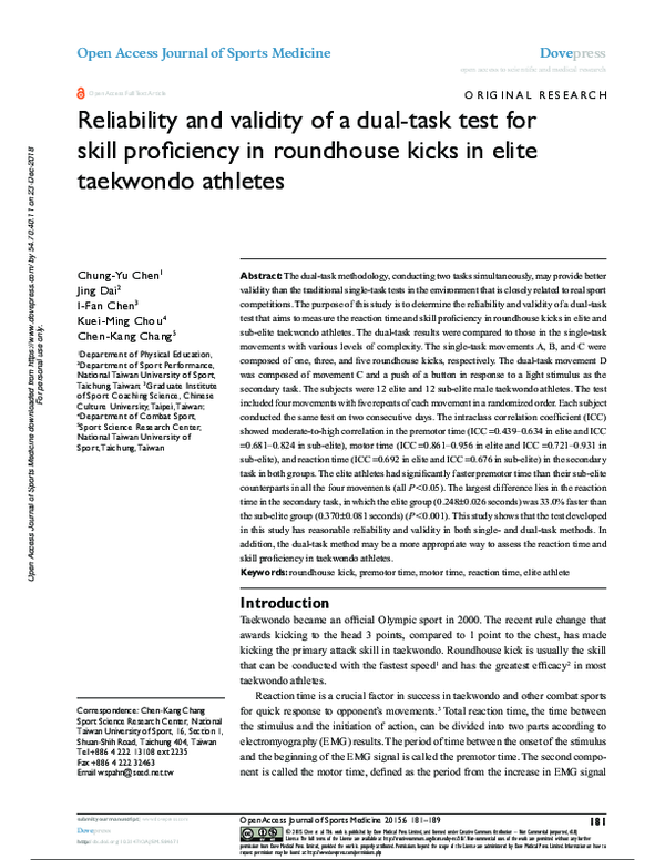 (PDF) Reliability and validity of a dual-task test for skill ...