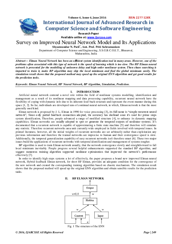 (PDF) Survey on Improved Neural Network Model and Its Applications
