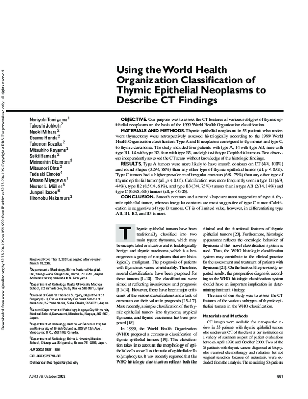 (PDF) Using the World Health Organization Classification of Thymic ...