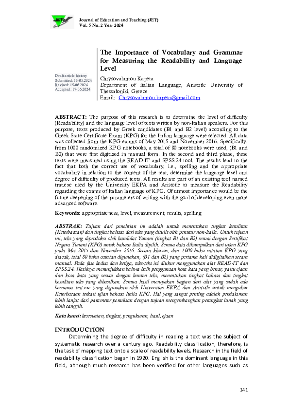 (PDF) The Importance of Vocabulary and Grammar for Measuring the ...