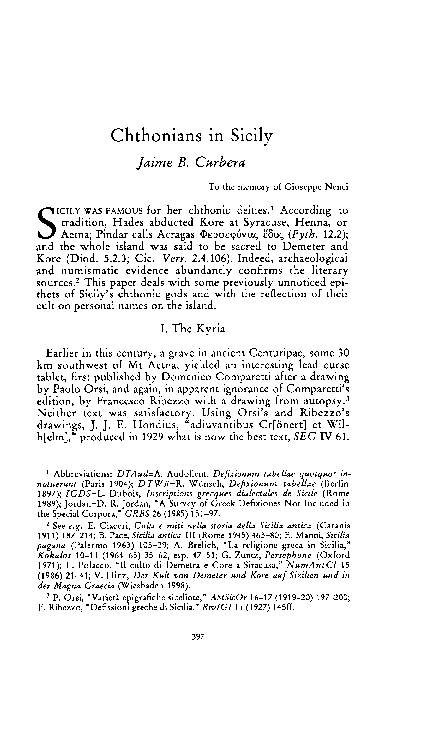 (PDF) Chthonians in Sicily