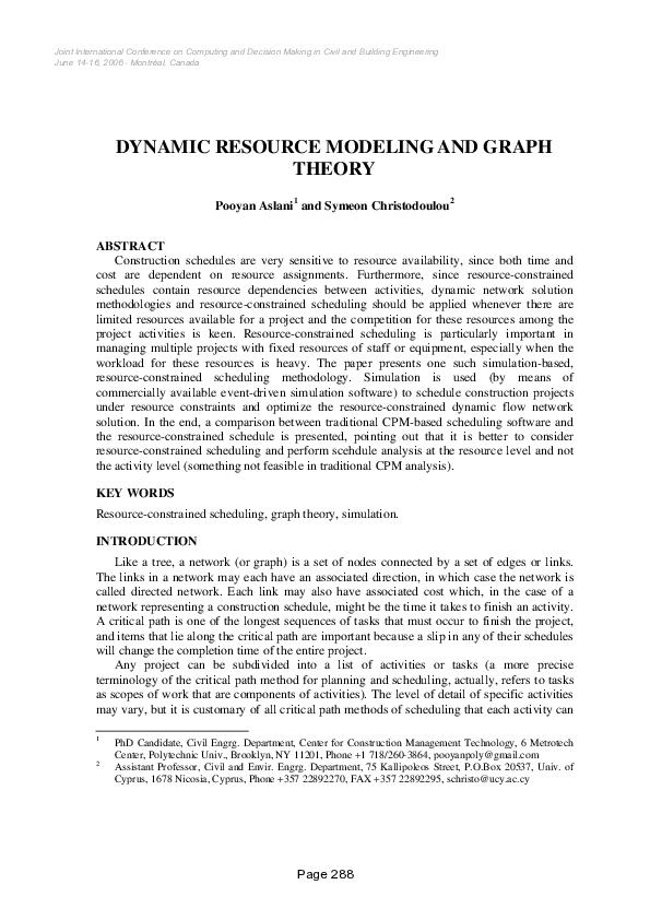 (PDF) Dynamic Resource Modeling and Graph Theory