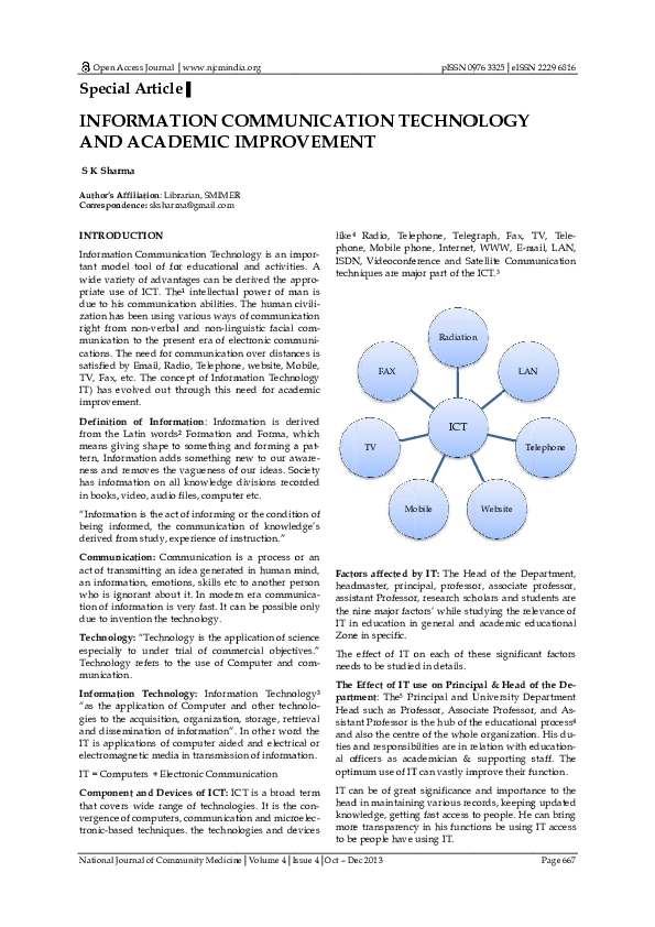 (PDF) Information Communication Technology and Academic Improvement