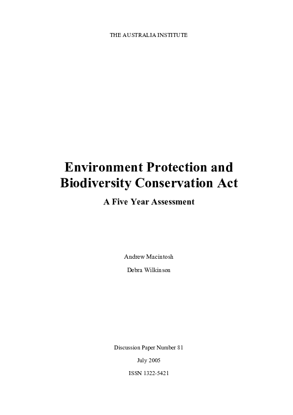 (PDF) Environment Protection and Biodiversity Conservation Act: a five ...
