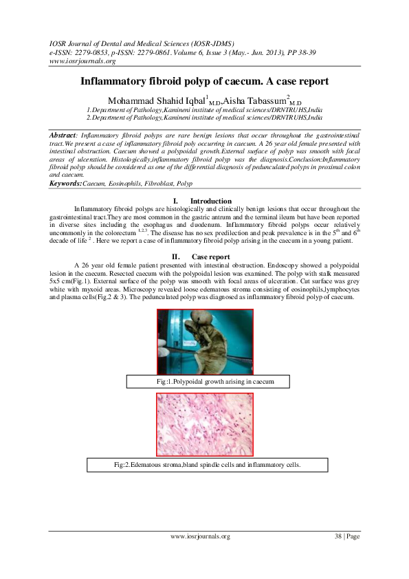 (PDF) Inflammatory fibroid polyp of caecum. A case report