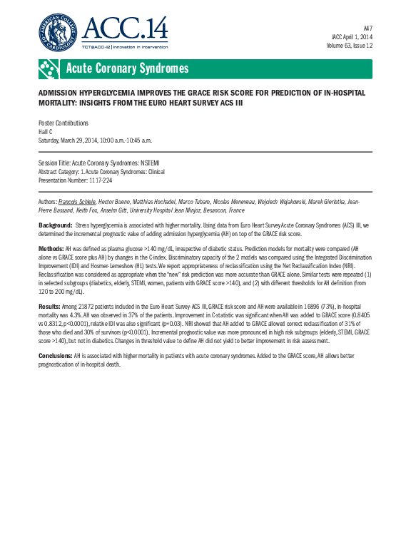 (PDF) Admission Hyperglycemia Improves the Grace Risk Score for ...