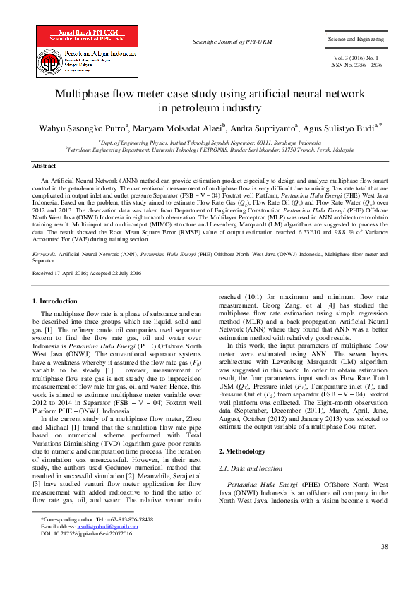 (PDF) Multiphase flow meter case study using artificial neural network in petroleum industry