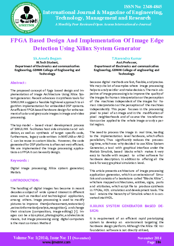 (PDF) FPGA Based Design And Implementation Of Image Edge Detection Using Xilinx System Generator