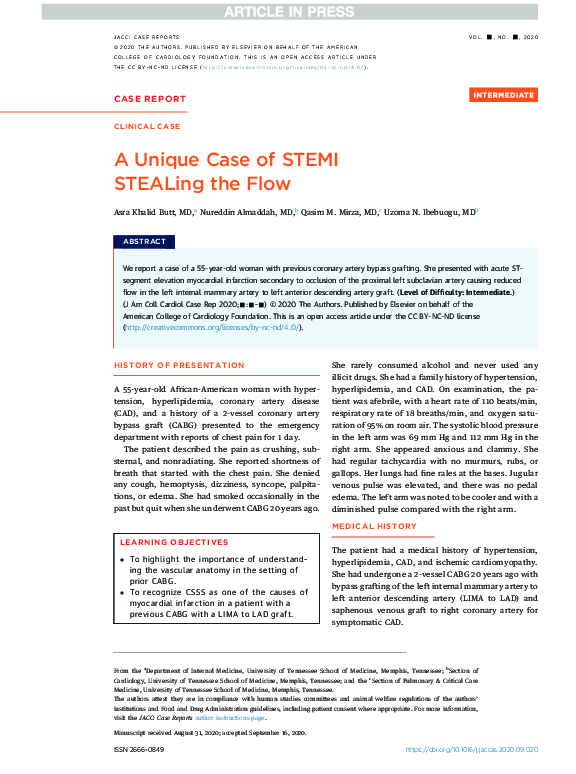 (PDF) A Unique Case of STEMI STEALing the Flow
