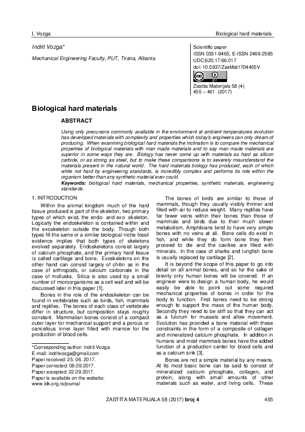 (PDF) Biological hard materials abstract | indrit vozga - Academia.edu