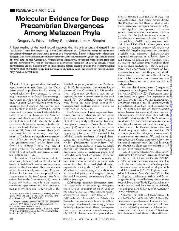 (PDF) Molecular Evidence for Deep Precambrian Divergences Among ...