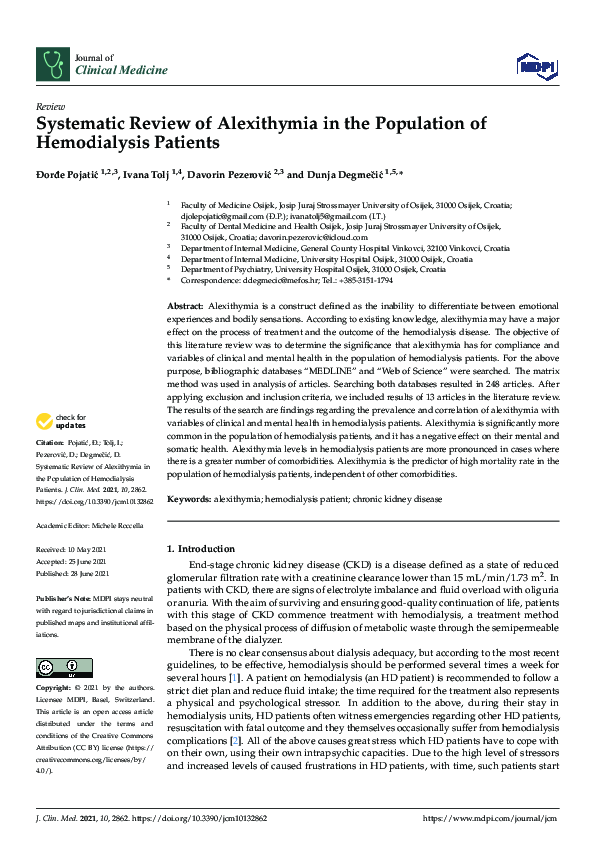 (PDF) Systematic Review of Alexithymia in the Population of ...