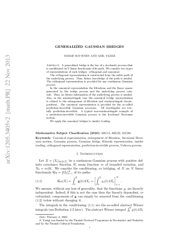 (PDF) Generalized Gaussian Bridges