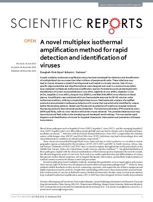 (PDF) A novel multiplex isothermal amplification method for rapid detection and identification ...