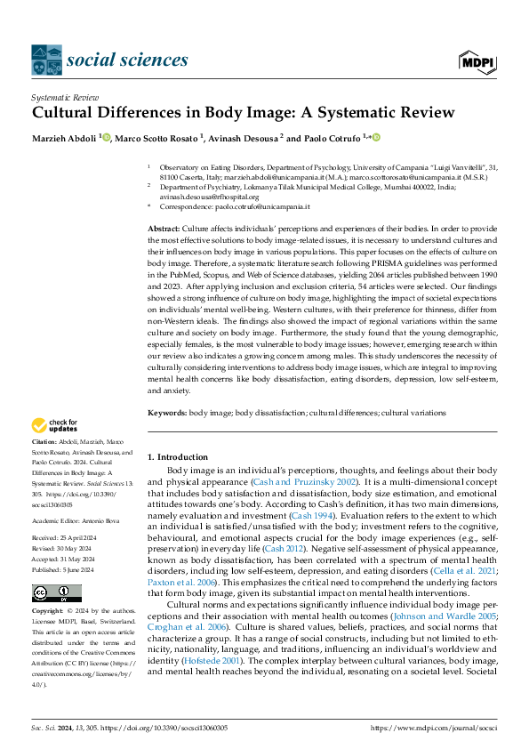 (PDF) Cultural Differences in Body Image: A Systematic Review
