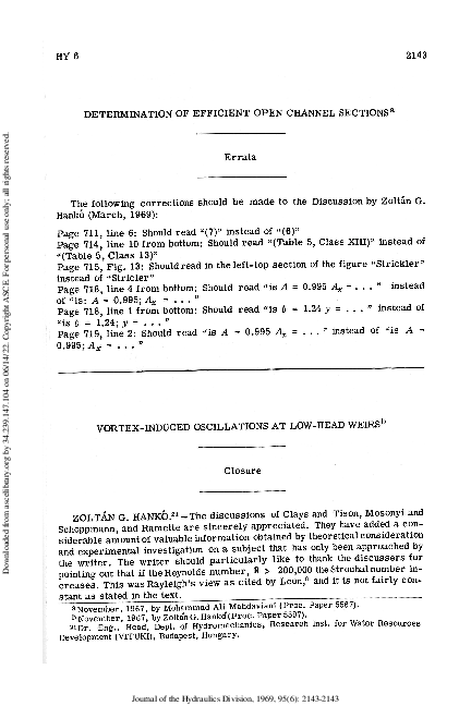 (PDF) Erratum for “Determination of Efficient Open Channel Sections”