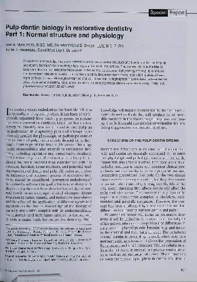 (PDF) Pulp-dentin biology in restorative dentistry. Part 1: normal ...