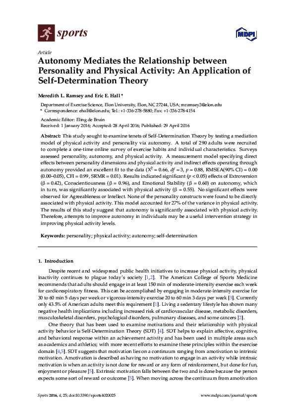 (PDF) Autonomy Mediates the Relationship between Personality and ...