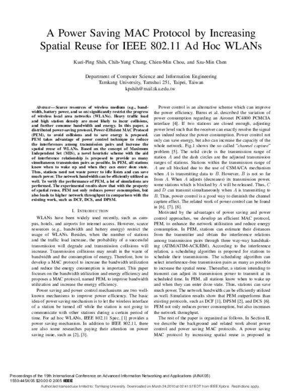 (PDF) Power-Efficient MAC Protocol for Energy Saving in WLANs