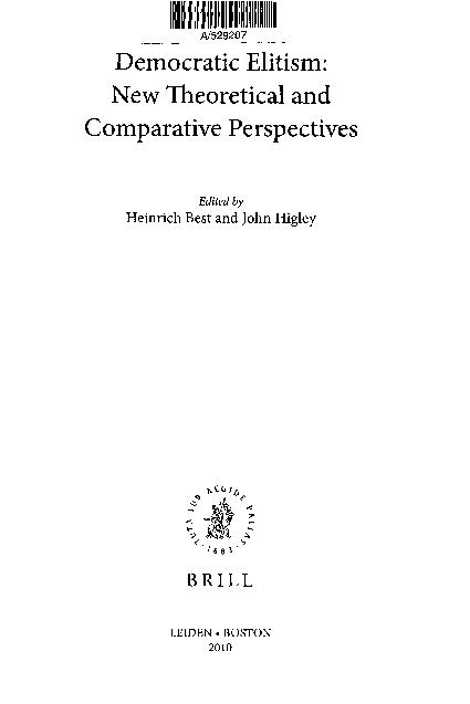 (PDF) Democratic elitism : new theoretical and comparative perspectives