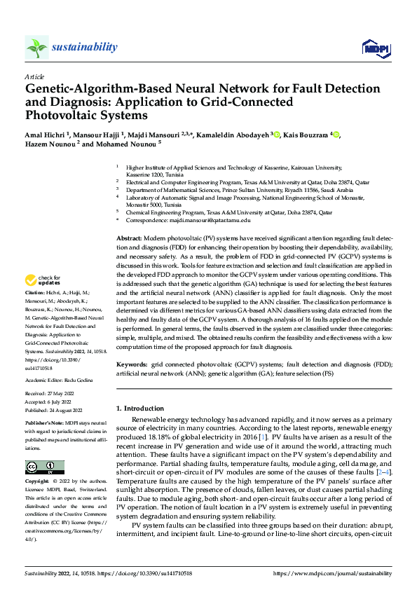 Pdf Genetic Algorithm Based Neural Network For Fault Detection And Diagnosis Application To