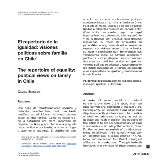 (PDF) El repertorio de la igualdad: visiones políticas sobre familia en ...