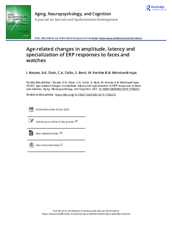 (PDF) Age-related changes in amplitude, latency and specialization of ERP responses to faces and ...