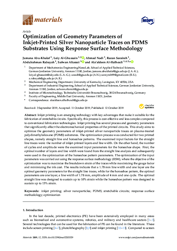 (PDF) Optimization of Geometry Parameters of Inkjet-Printed Silver Nanoparticle Traces on PDMS ...