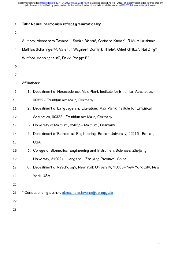 (PDF) Neural harmonics of syntactic structure