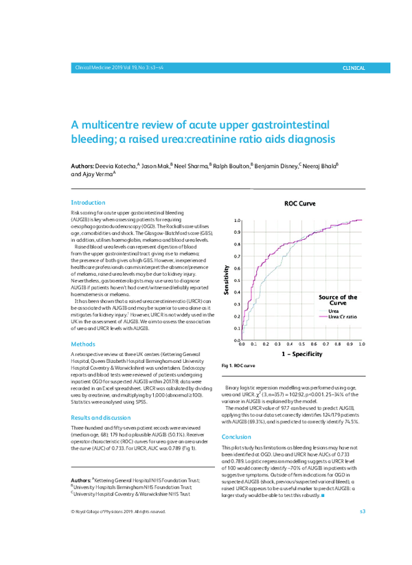 (PDF) A multicentre review of acute upper gastrointestinal bleeding; a ...