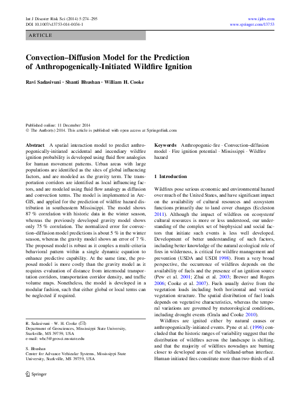 (PDF) Convection–Diffusion Model for the Prediction of ...