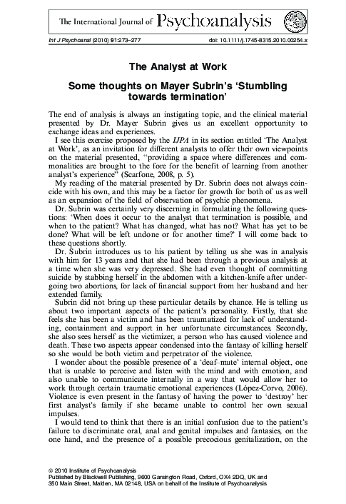 (PDF) Some thoughts on Mayer Subrin’s ‘Stumbling towards termination’