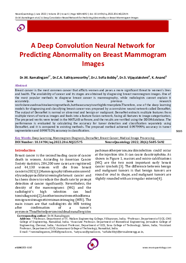 Pdf A Deep Convolution Neural Network For Predicting Abnormality On