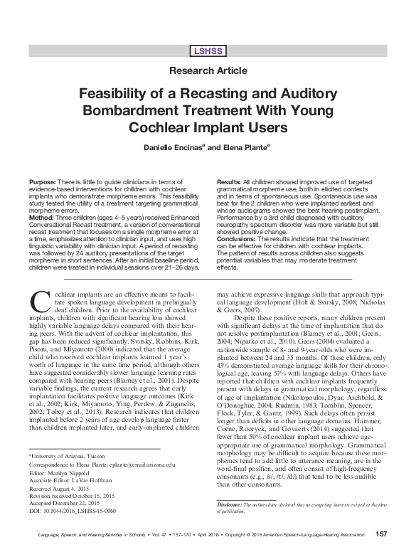 (PDF) Feasibility of a Recasting and Auditory Bombardment Treatment ...