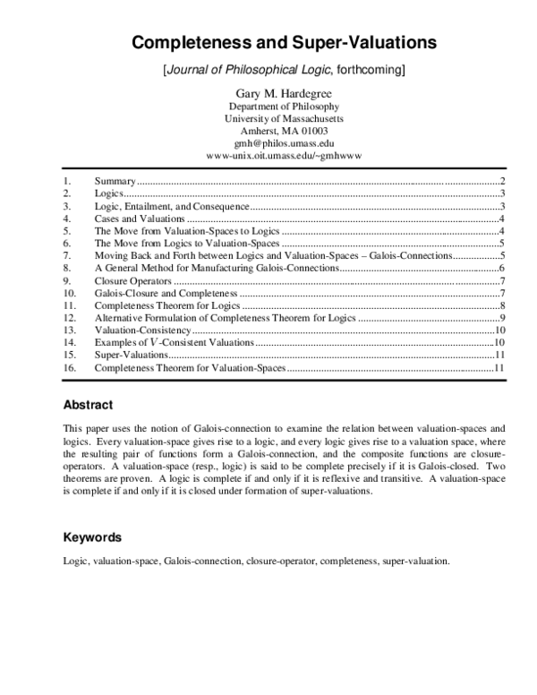(PDF) Completeness and super-valuations