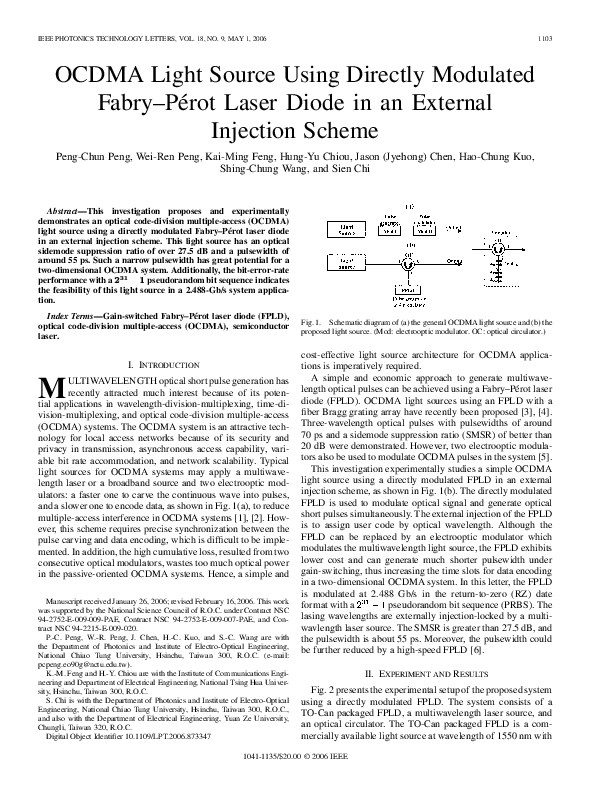 (PDF) OCDMA light source using directly modulated Fabry-Pe/spl acute ...