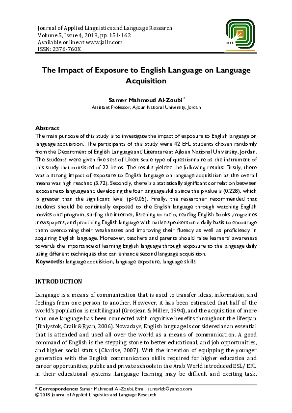 (PDF) The Impact of Exposure to English Language on Language Acquisition