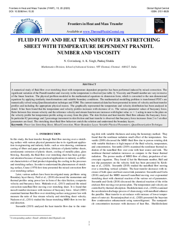 (PDF) Fluid Flow and Heat Transfer Over a Stretching Sheet with ...