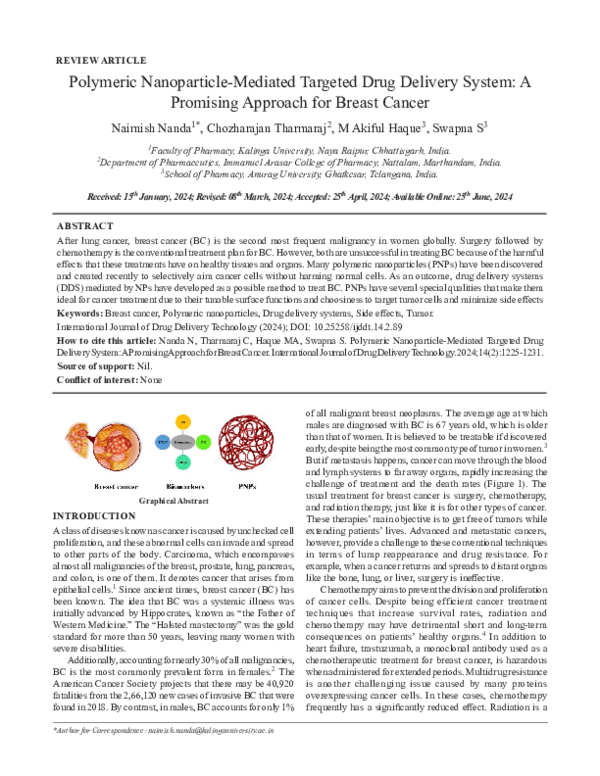 (PDF) Polymeric Nanoparticle-Mediated Targeted Drug Delivery System: A ...