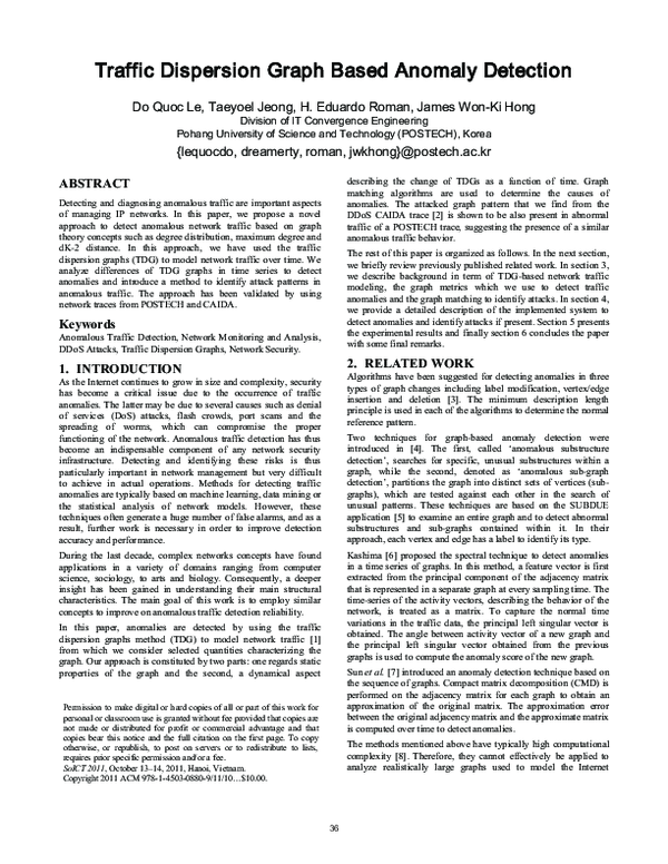 (PDF) Traffic dispersion graph based anomaly detection