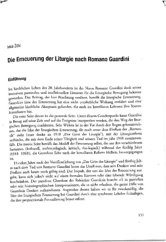 (PDF) Die Erneuerung der Liturgie nach Romano Guardini