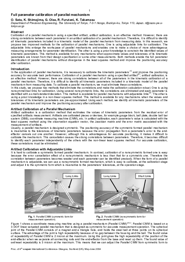 (PDF) Full parameter calibration of parallel mechanism
