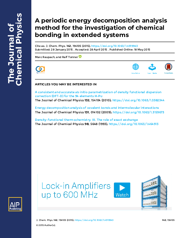 (PDF) A periodic energy decomposition analysis method for the investigation of chemical bonding ...