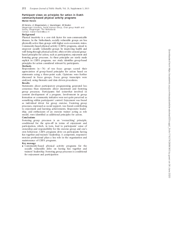 (PDF) Participant views on principles for action in Dutch community-based physical activity ...