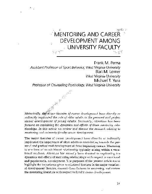 (PDF) Mentoring and Career Development among University Faculty