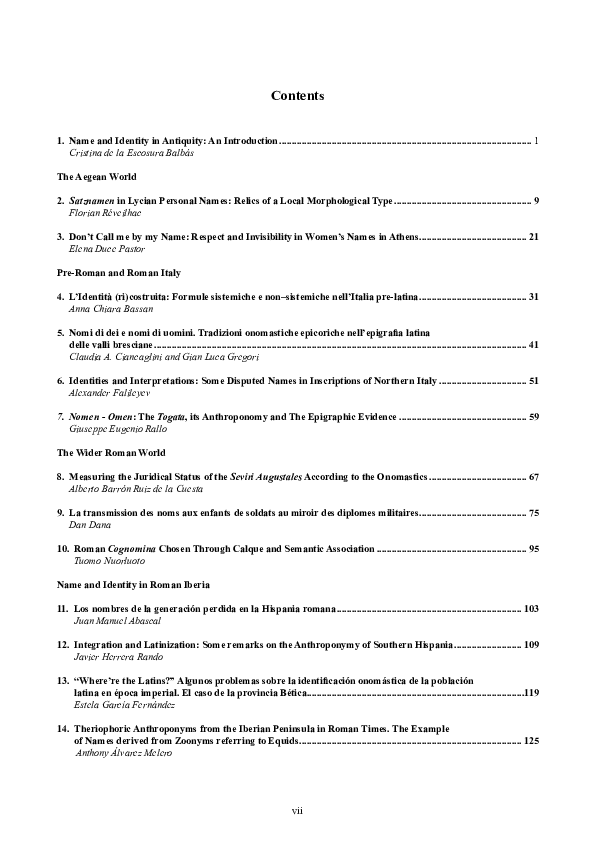 (PDF) "Integration and Latinization: Some remarks on the Anthroponymy ...