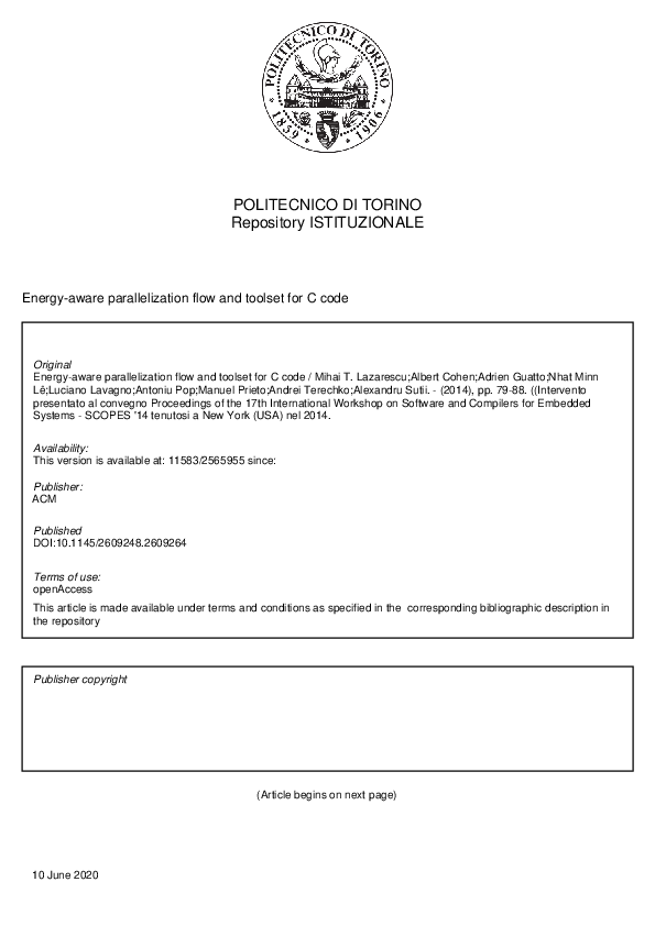 Pdf Energy Aware Parallelization Flow And Toolset For C Code