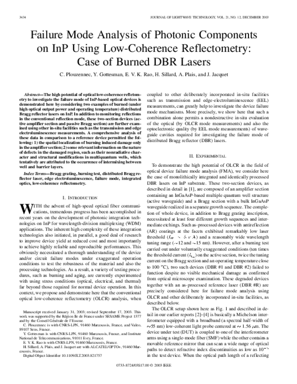 (PDF) Failure mode analysis of photonic components on inp using low-coherence reflectometry ...