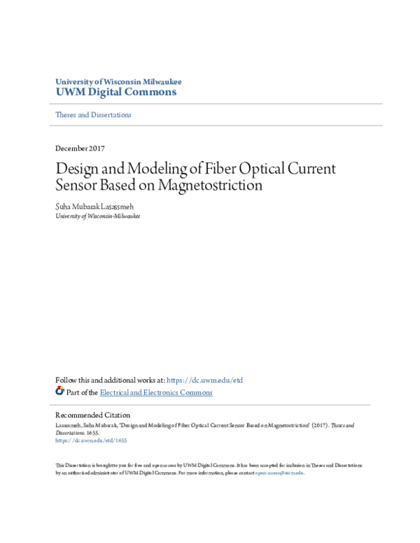 (PDF) Design and Modeling of Fiber Optical Current Sensor Based on Magnetostriction